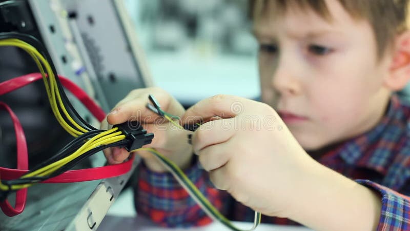 One Little Boy Repair a Computer. Stock Video - Video of boys, tool ...