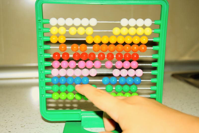One Little Child Learns Math on Abacus Stock Photo - Image of drawing ...