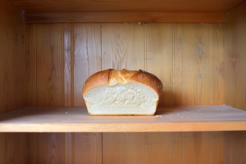 One Loaf of Bread on an Otherwise Empty Wooden Pantry Shelf Stock Image ...