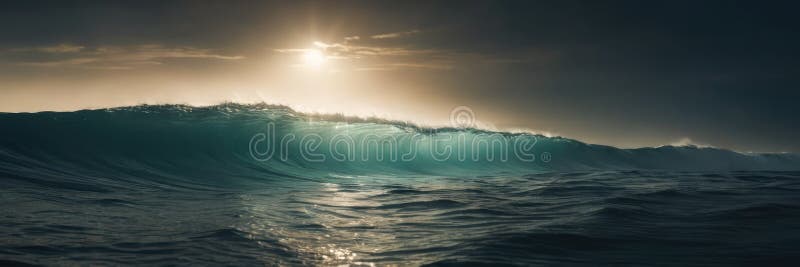 One Long Wave among the Sea in the Sunlight Stock Illustration ...
