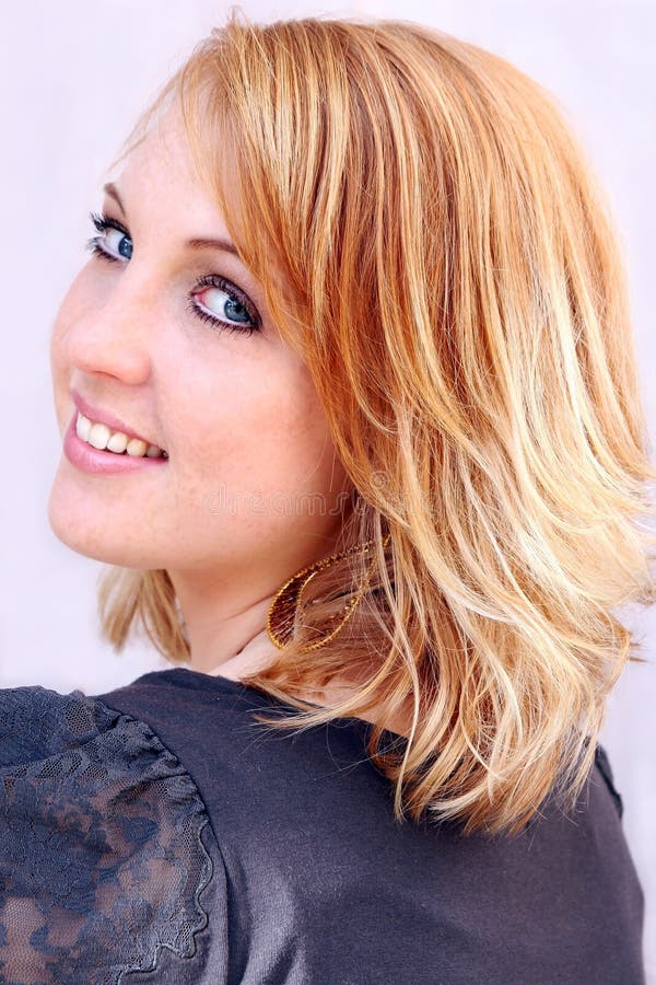 One look over the shoulder stock photo. Image of freckles - 25820748