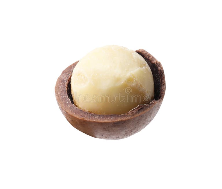 One Macadamia Nut with Shell Isolated on White Stock Photo - Image of ...
