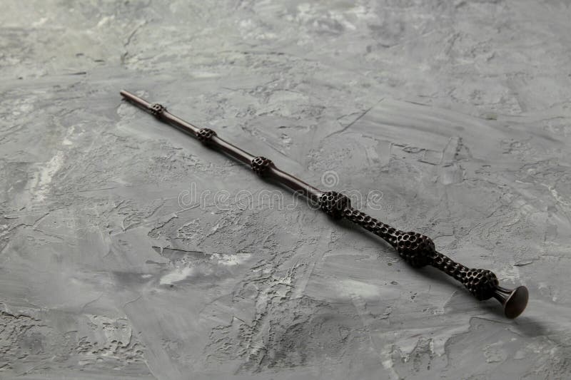 One Magic Wand on Grey Textured Table Stock Image - Image of spell ...