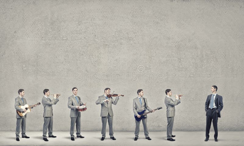One man band stock photo. Image of human, concert, violin - 62449846