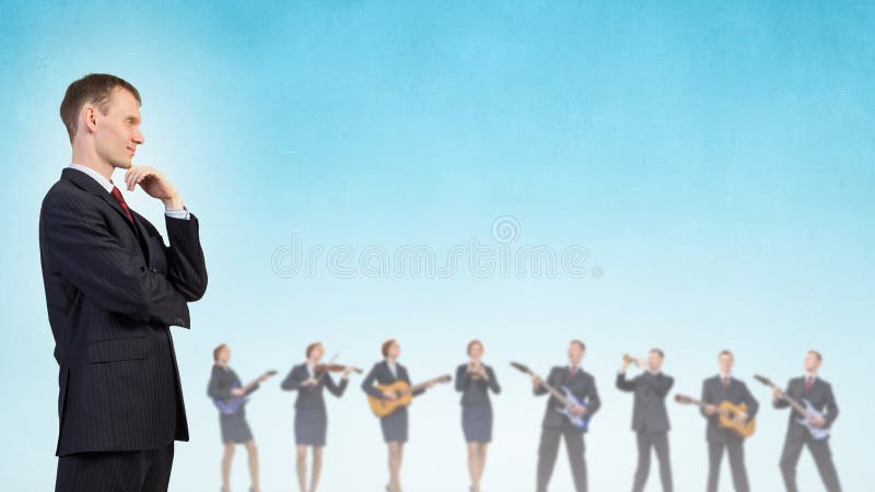 One man band stock image. Image of trumpet, music, women - 58869715