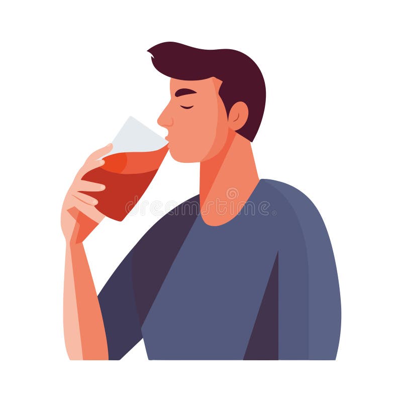 One Man Drinking Red Beverage Character Stock Vector - Illustration of ...