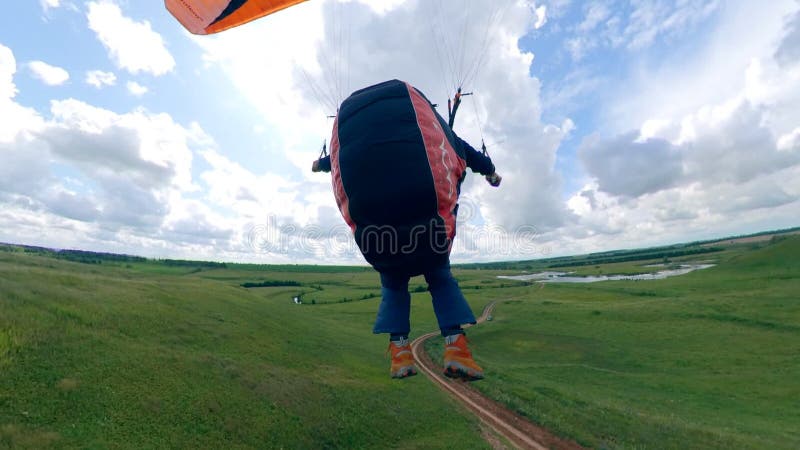 A Person is Flying the Parawing in a Top View Stock Footage - Video of ...