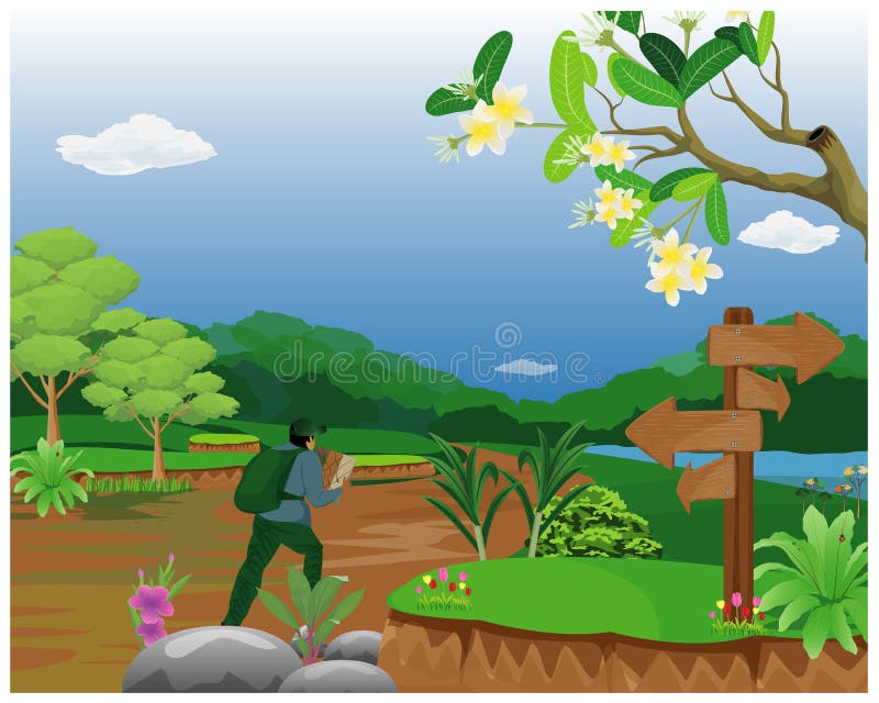 One Man in Forest Vector Design Stock Vector - Illustration of mountain ...