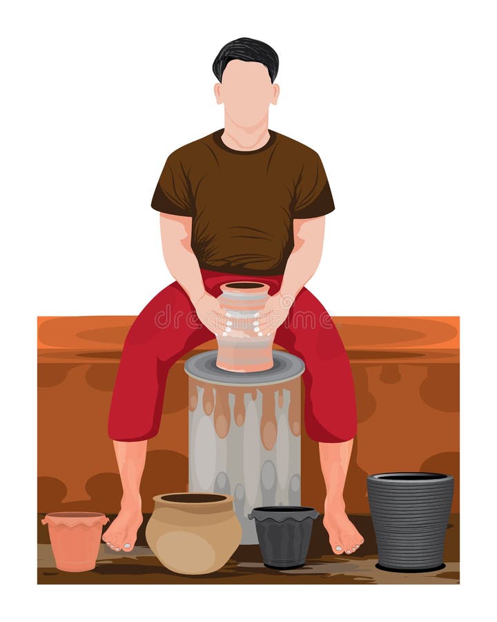 One man with jar stock vector. Illustration of craft - 141339051