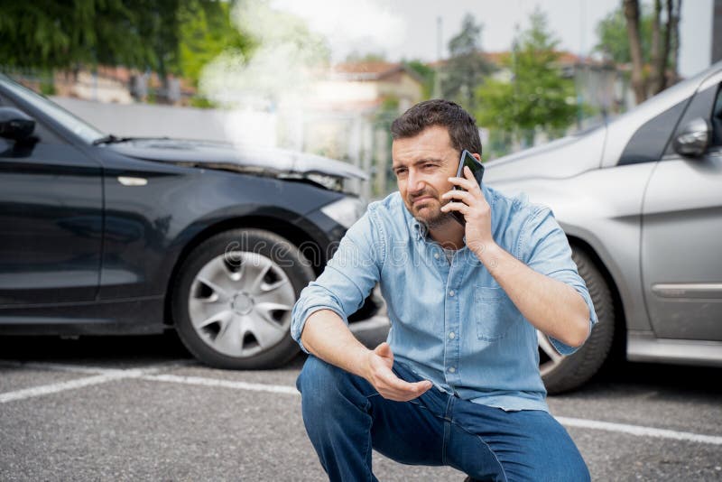 Two Men Reporting a Car Crash for Insurance Claim Stock Photo - Image ...