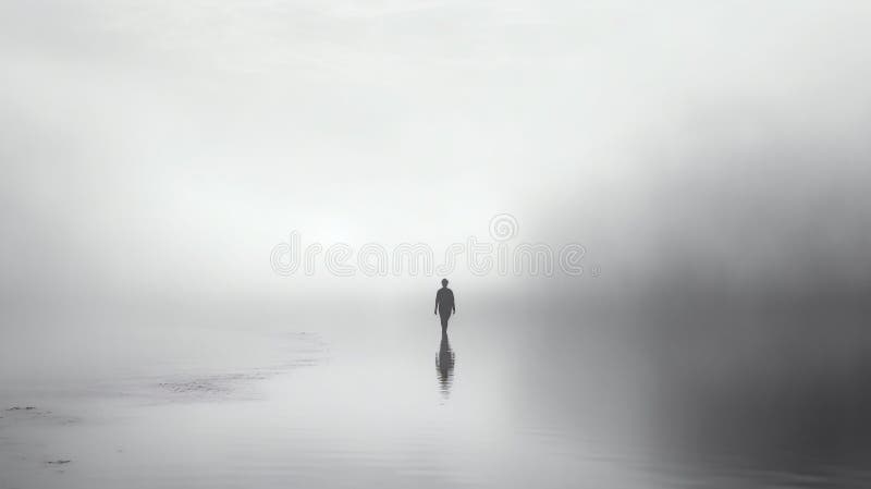 One Man Standing in the Middle of Fog Mysterious Vibe Generative Ai ...