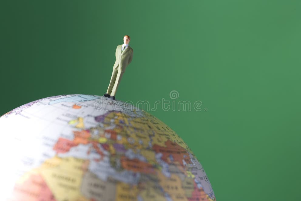 One Man Standing on the World Stock Image - Image of corporate, giving ...