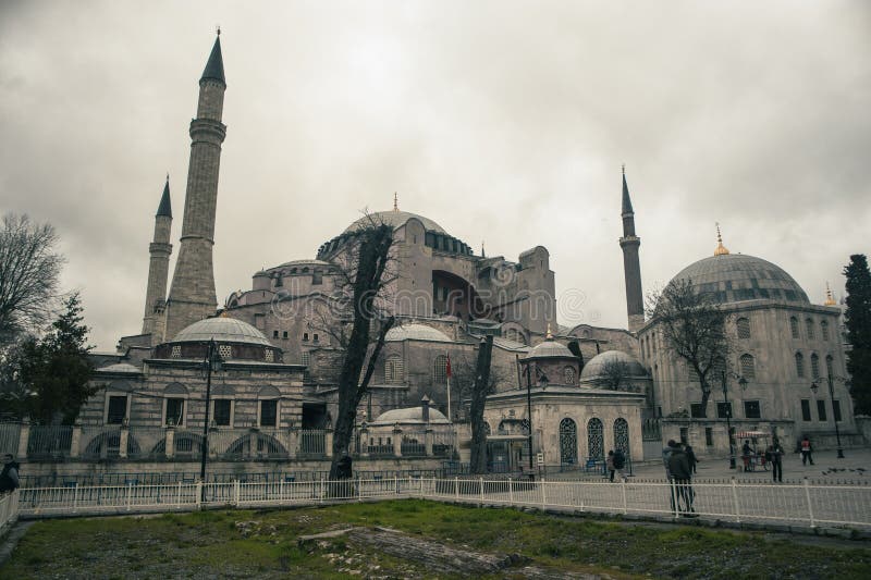 One of Many Mosques in Istanbul City, in Dark Hazy Grey Environment ...