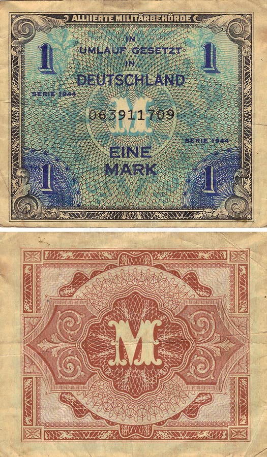 One Mark German Note 1944 stock photo. Image of world - 25638274