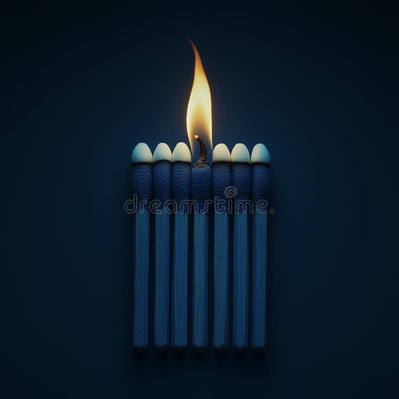 One Match Igniting the Next in Line Stock Illustration - Illustration ...