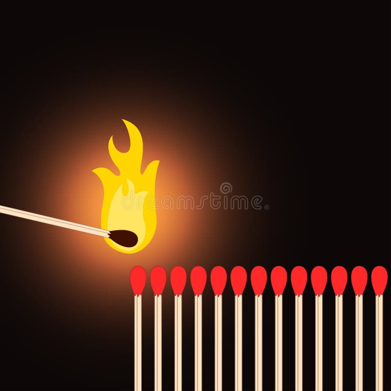 One Matchstick Lighting Others Stock Vector - Illustration of flame ...