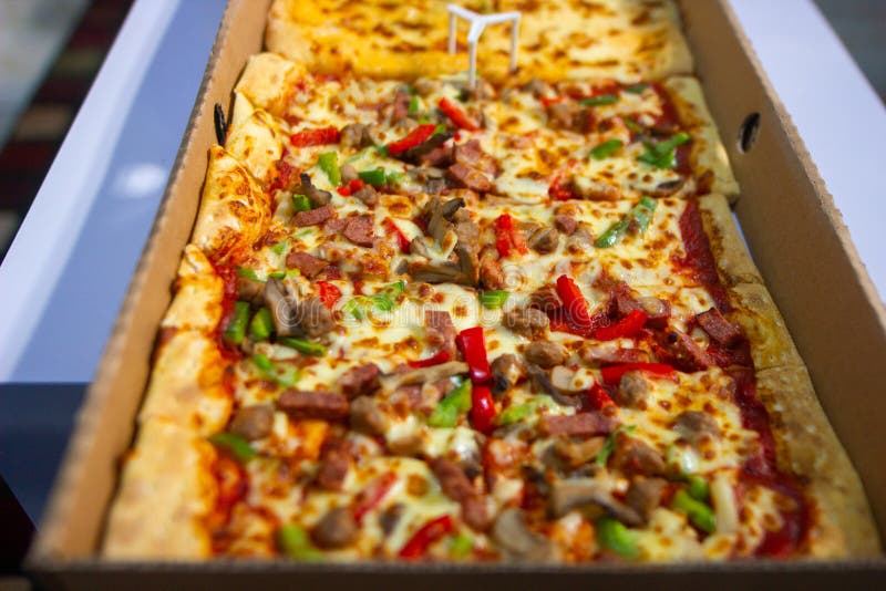 Close up pizza. stock image. Image of party, heat, meat - 260401741