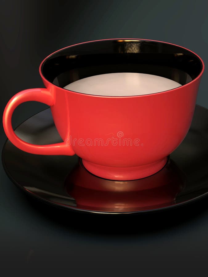 One Milk Cup, Red Ceramic, on Black Background Stock Photo - Image of ...