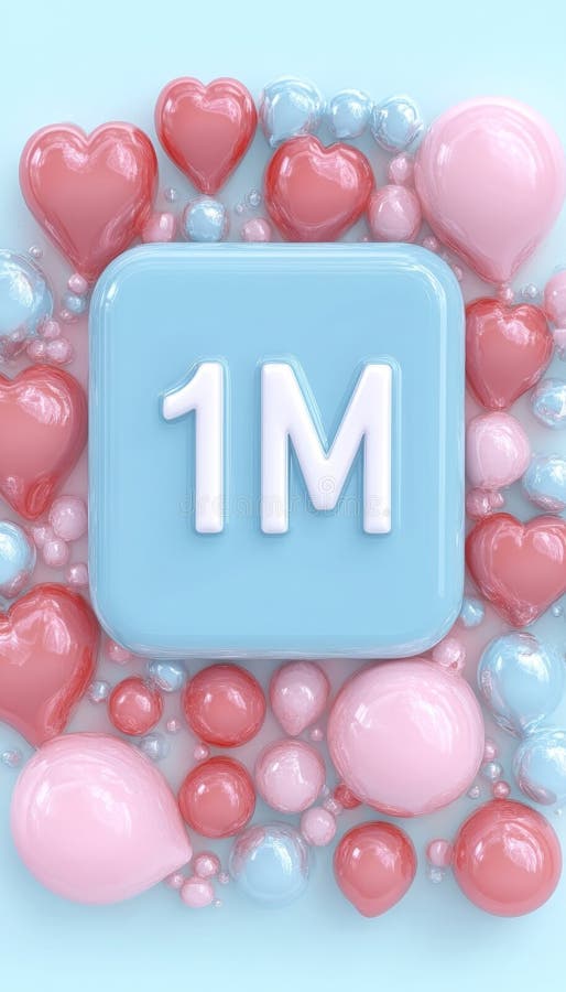 One Million Celebration 3D Render of Blue Square, Milestone, and ...