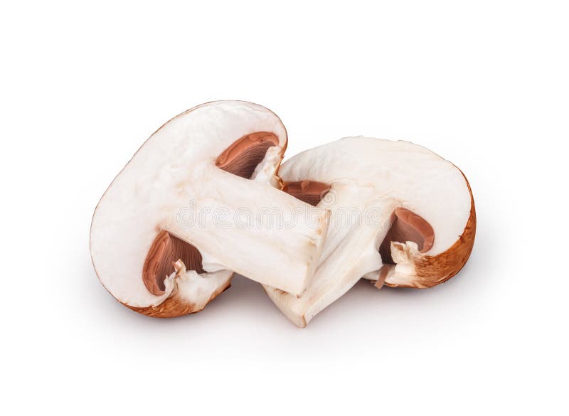 One Mushroom Cut into Two Halves Stock Image - Image of isolated, sweet ...