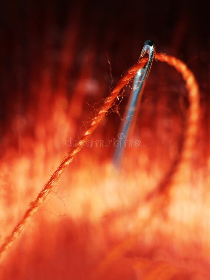 One Needle with Red Thread so Close Stock Photo - Image of detail ...