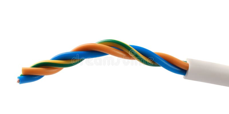 One New Colorful Electrical Wire Isolated on White Stock Photo - Image ...