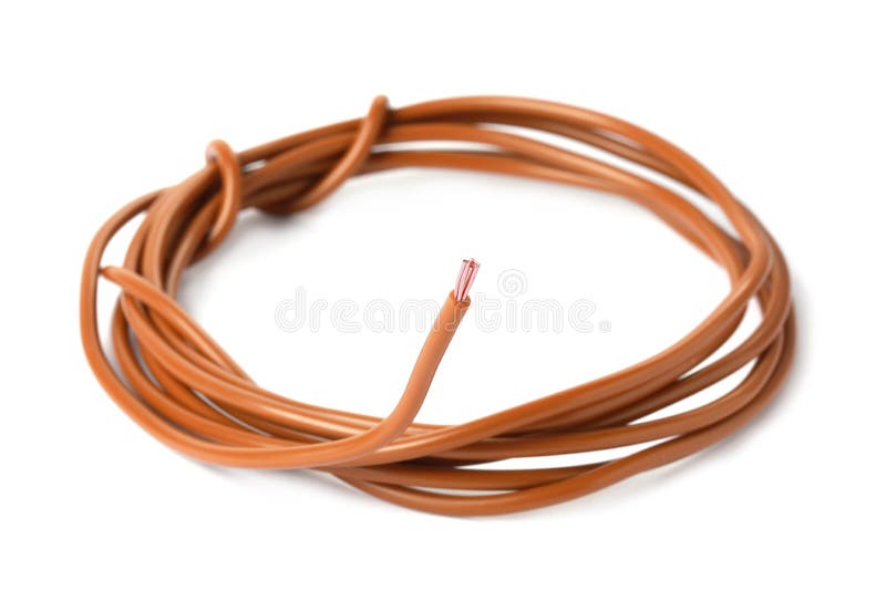 One New Electrical Wire Isolated on White Stock Image - Image of ...