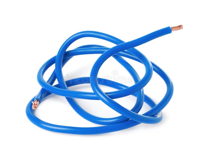 One New Electrical Wire Isolated on White Stock Image - Image of ...