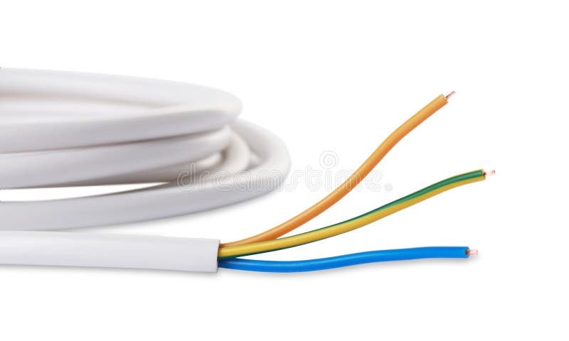 One New Electrical Wire Isolated on White Stock Photo - Image of ...