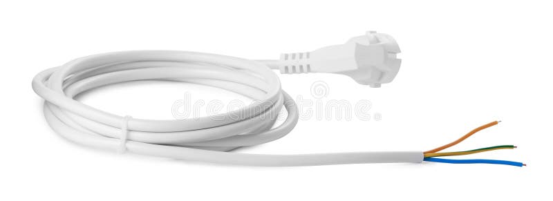 One New Electrical Wire Isolated on White Stock Photo - Image of ...