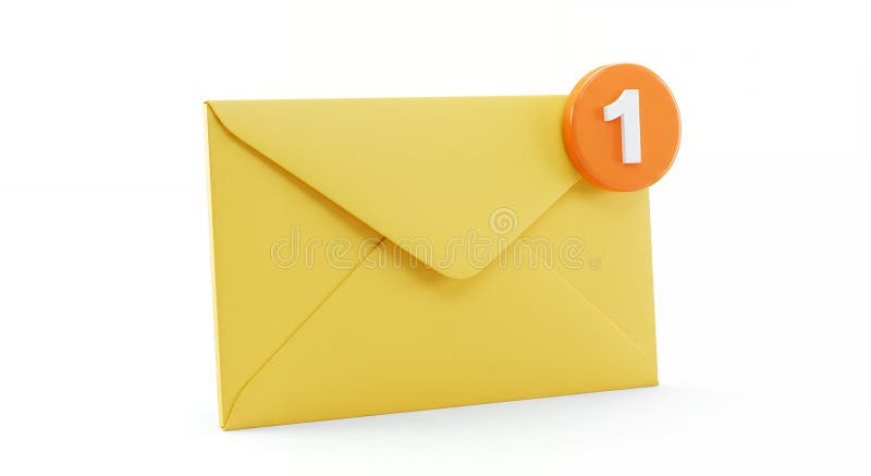 One New Message Yellow Envelope with Orange Notification Stock ...