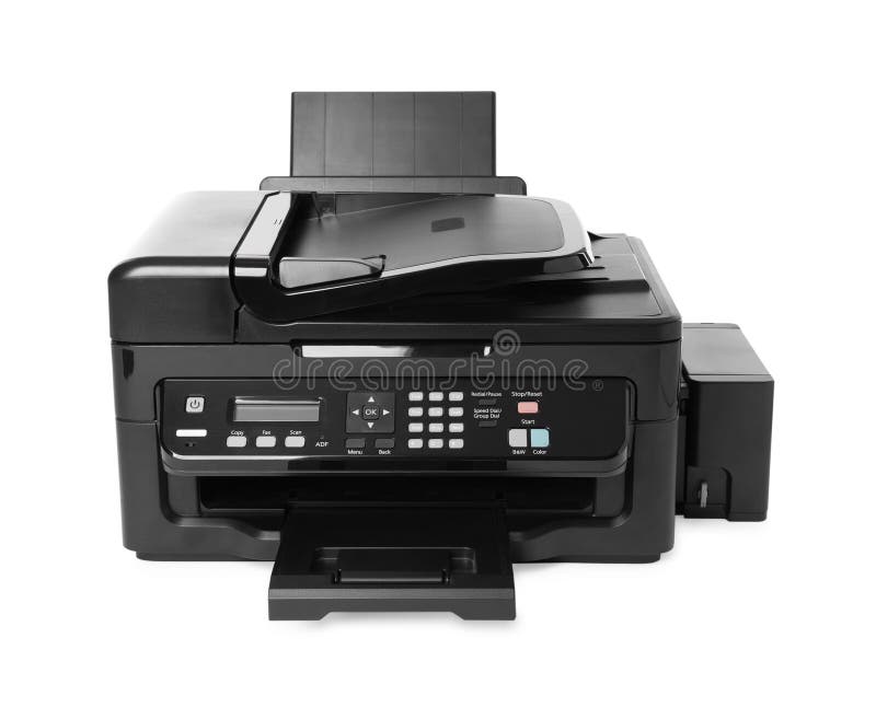 One New Modern Printer Isolated on White Stock Image - Image of ...