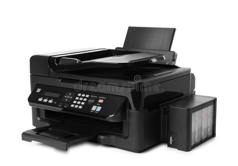 One New Modern Printer Isolated on White Stock Image - Image of ...