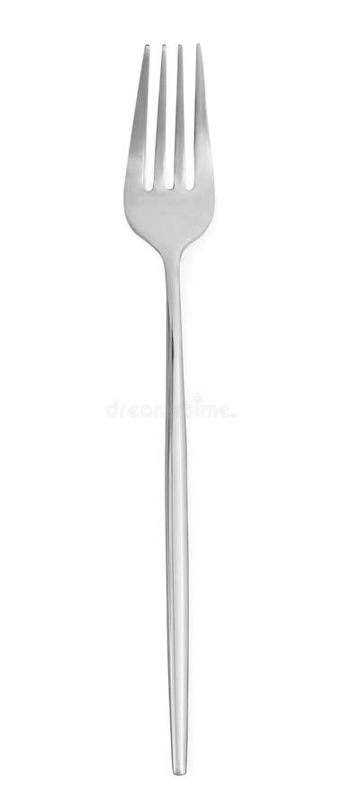 One New Shiny Fork Isolated on White, Top View Stock Photo - Image of ...