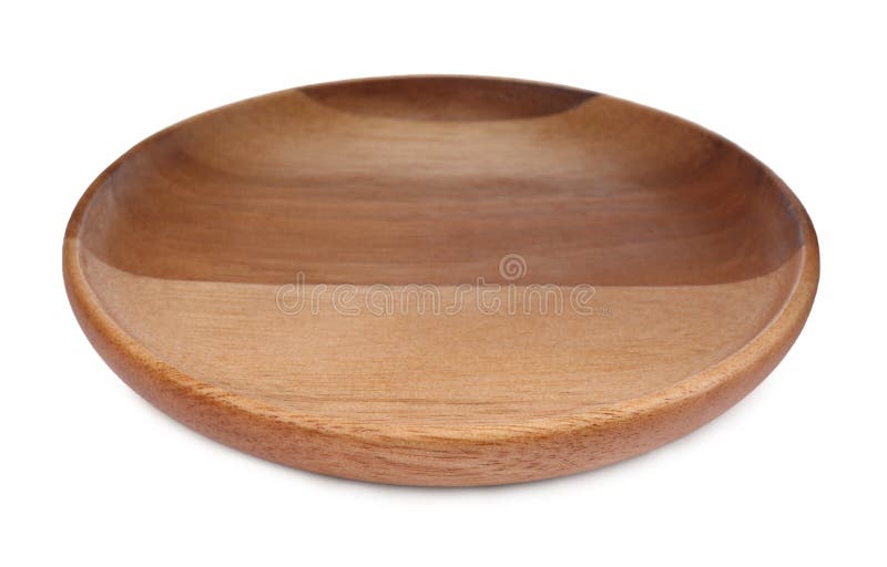 One New Wooden Plate on White Background Stock Image - Image of ...
