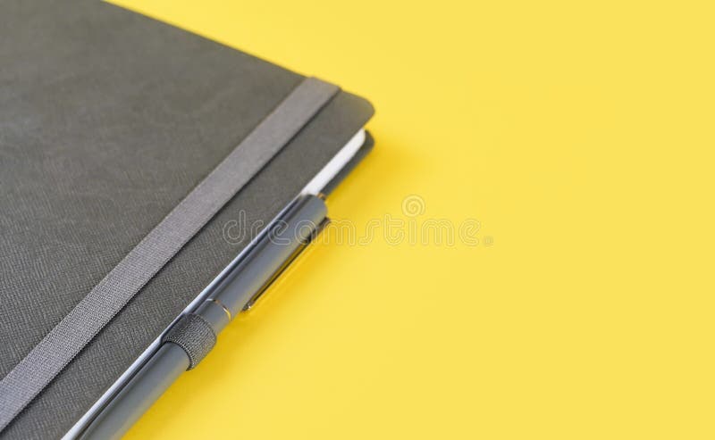 One Notebook or Diary on Trendy Yellow Background Stock Image - Image ...