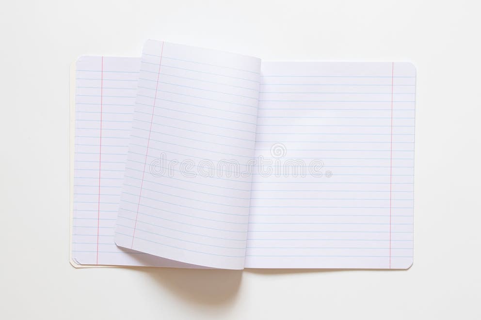 One Notebook in a Line, Fastened with Staples on a White Background ...