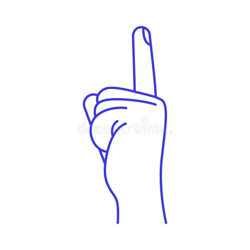 One Number or Up Sign. Hand Gesture Doodle Icon Stock Vector ...