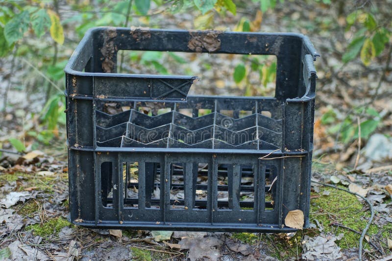 One Old Black Broken Plastic Box Stands on the Ground Stock Image ...