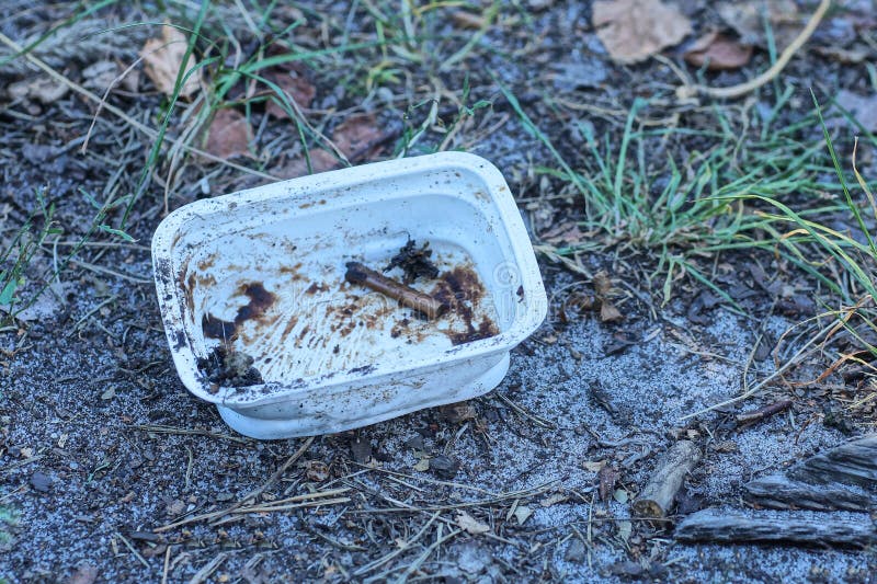 One Old Dirty White Plastic Box Stands on the Gray Ground Stock Image ...