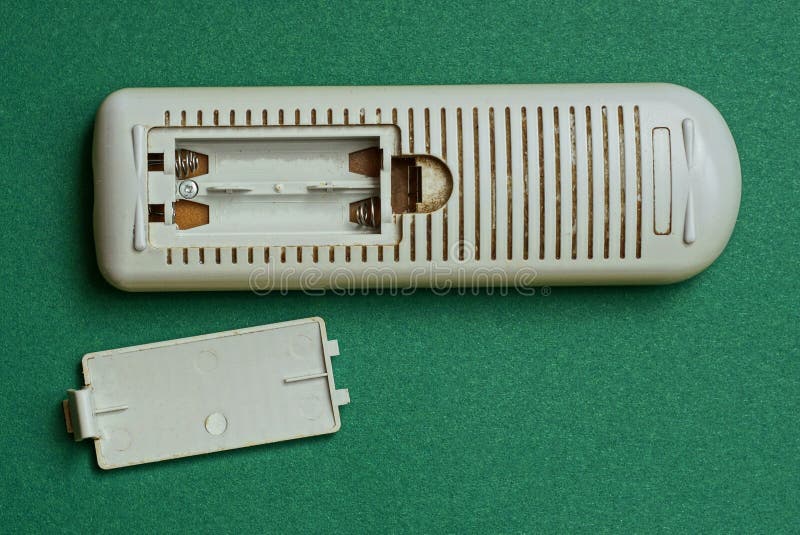 One Old Gray Plastic Remote Control with Open Battery Pack Stock Photo ...