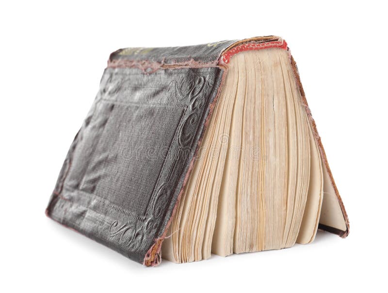 One Old Hardcover Book Isolated on White Stock Photo - Image of paper ...