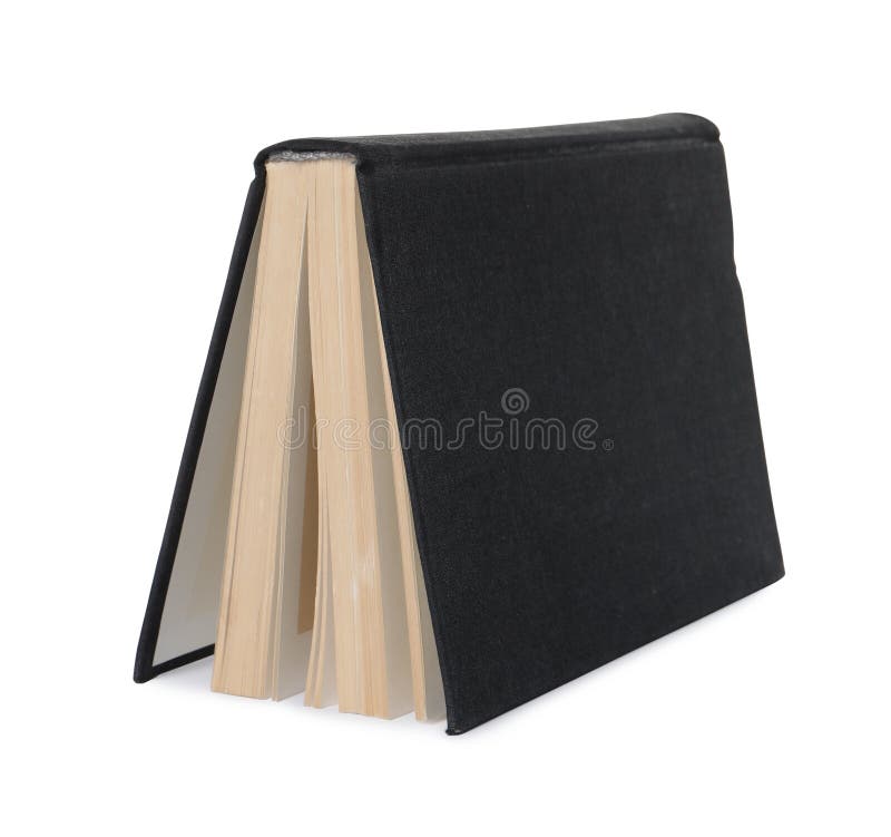 One Old Hardcover Book Isolated on White Stock Photo - Image of paper ...
