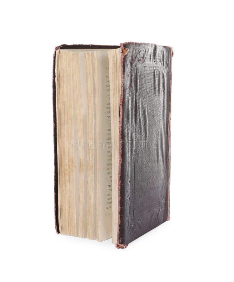 One Old Hardcover Book Isolated on White Stock Photo - Image of brown ...