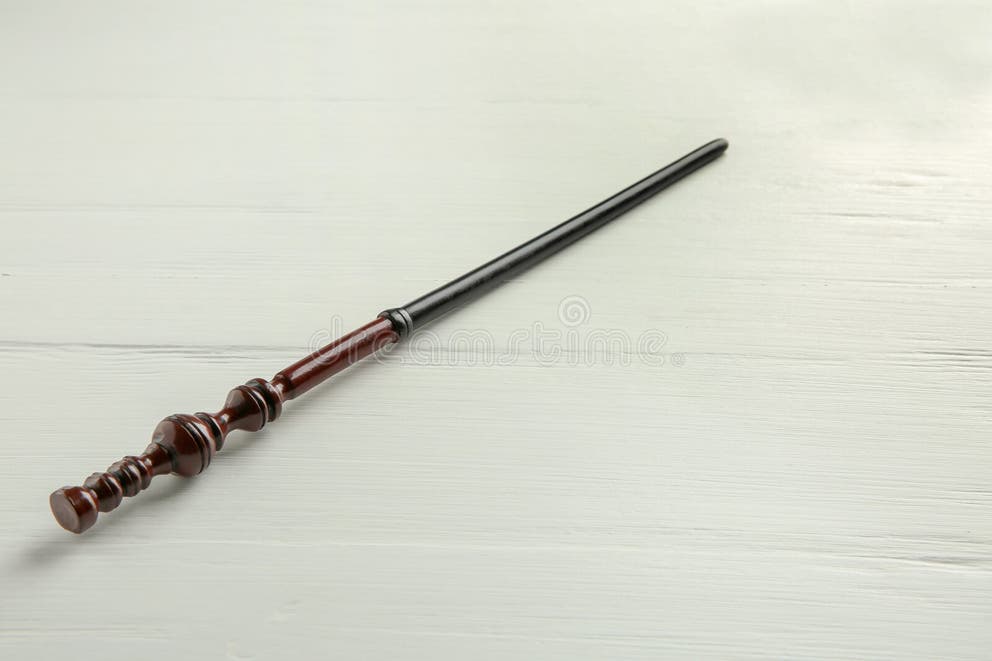 One Old Magic Wand on White Wooden Table Stock Image - Image of mystery ...