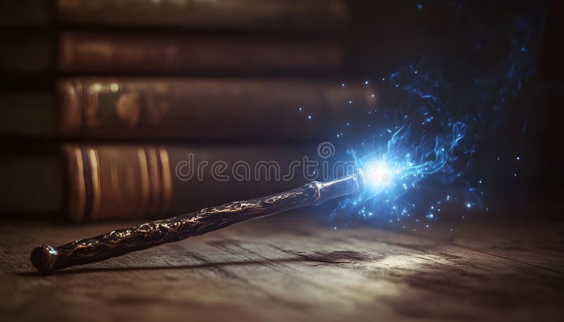 One Old Magic Wand on a Wooden Table, Close Up Stock Photo - Image of ...