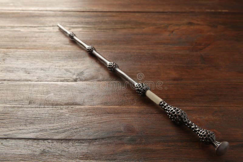 One Old Magic Wand on Wooden Table, Closeup Stock Photo - Image of ...