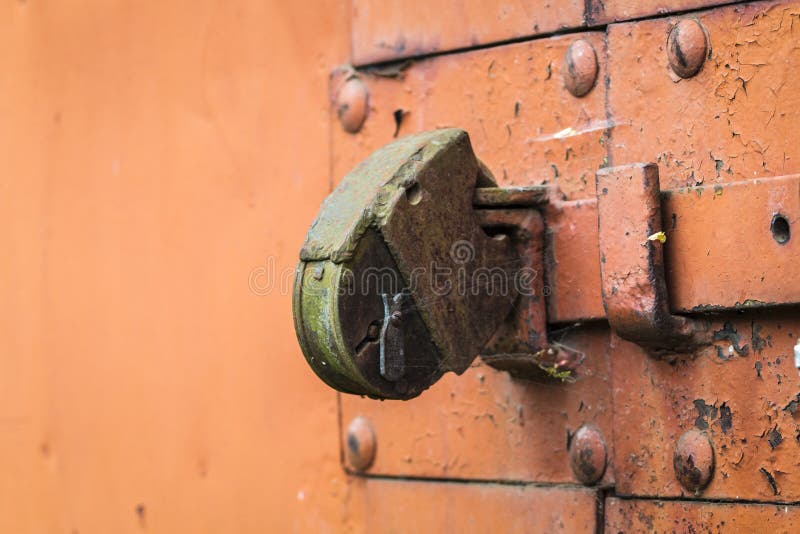 One Old Rusty Door Lock Brown Background with Copy Space Stock Photo ...