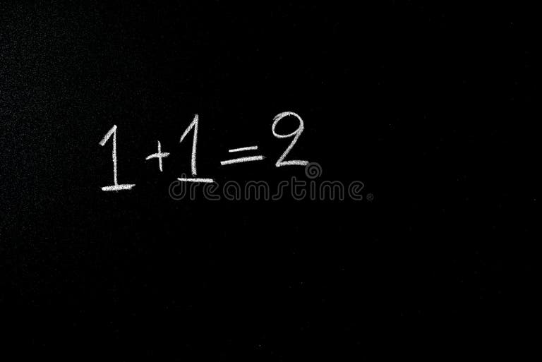 One and One Equals Two on Blackboard Stock Image - Image of closeup ...