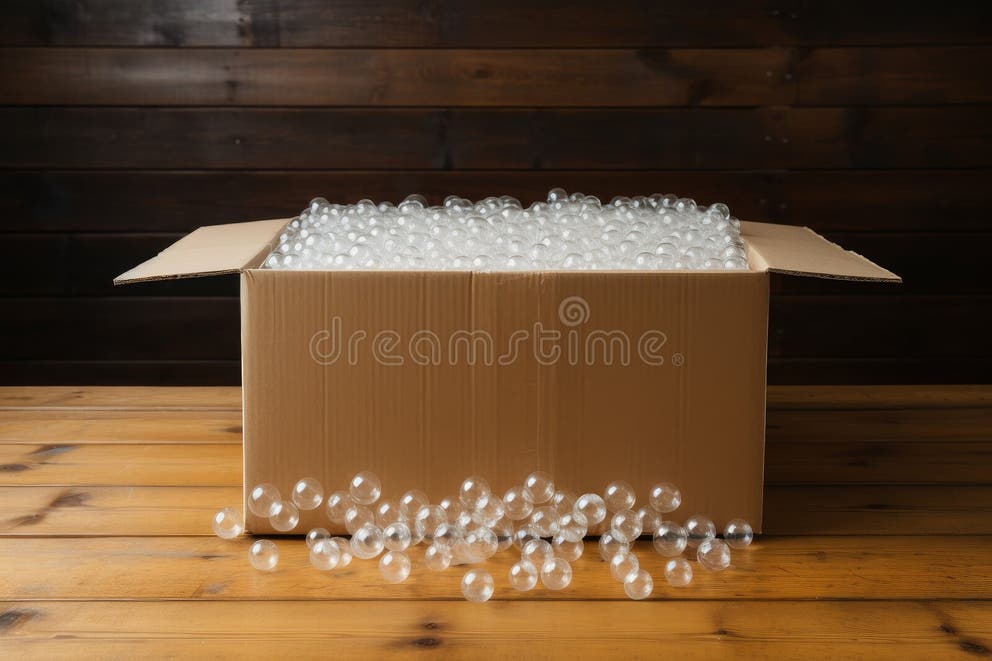 One Open Cardboard Box with Bubble Wrap on Floor. Generate Ai Stock ...